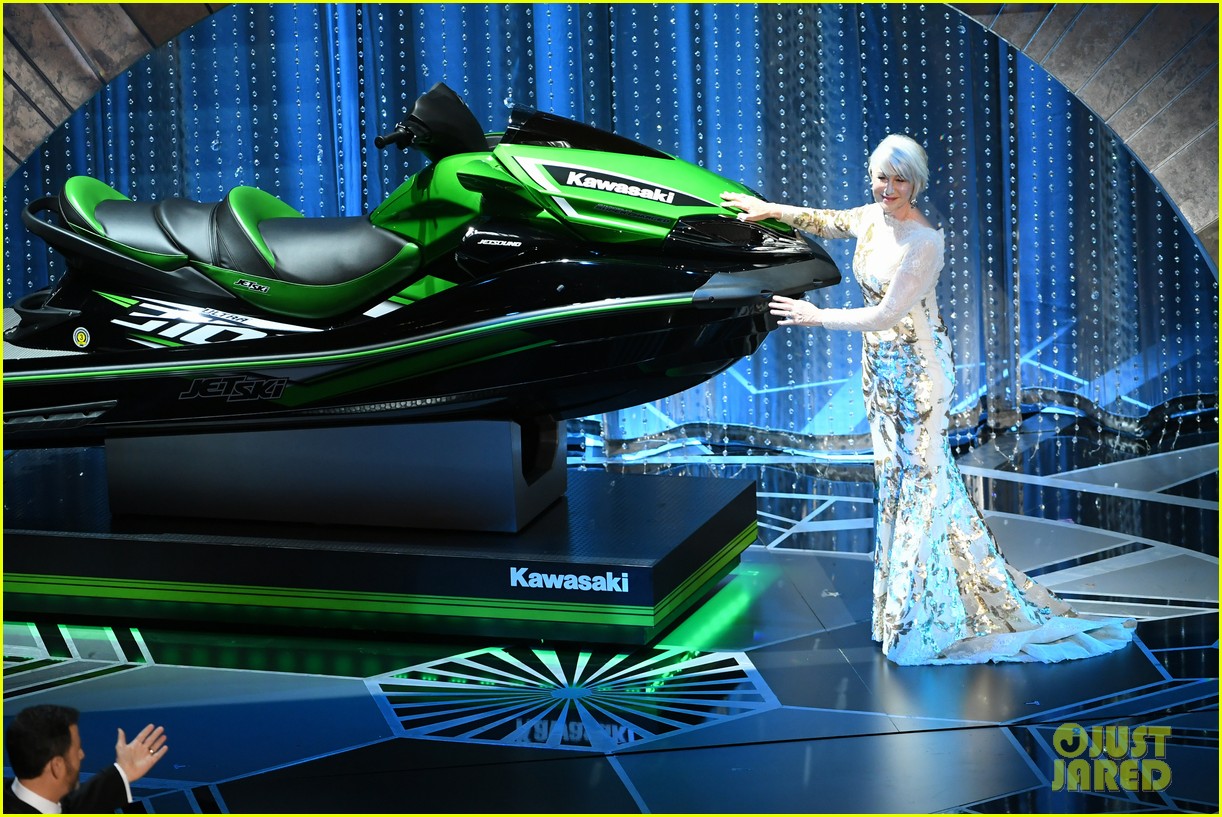 Helen Mirren Models Jet Ski to Be Given to Winner with Shortest Oscars ...