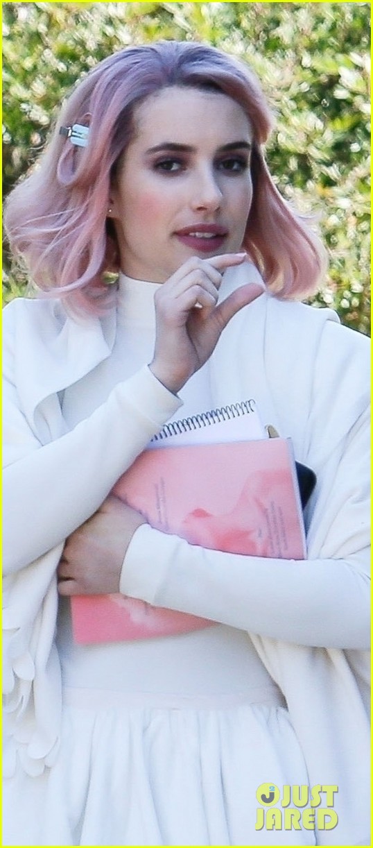 Emma Roberts Rocks Pink Hair on the Set of New Movie 'Paradise Hills ...