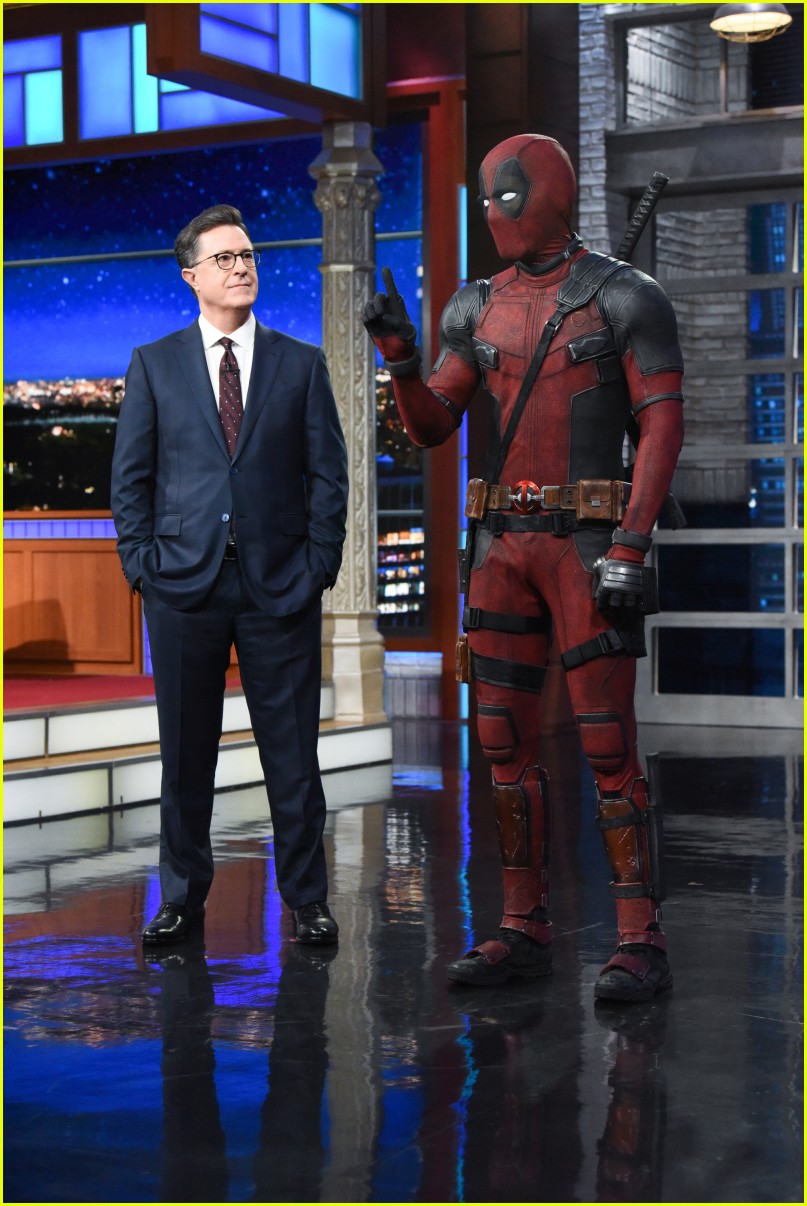Ryan Reynolds' Deadpool Crashes Stephen Colbert's Monologue - Watch Now ...