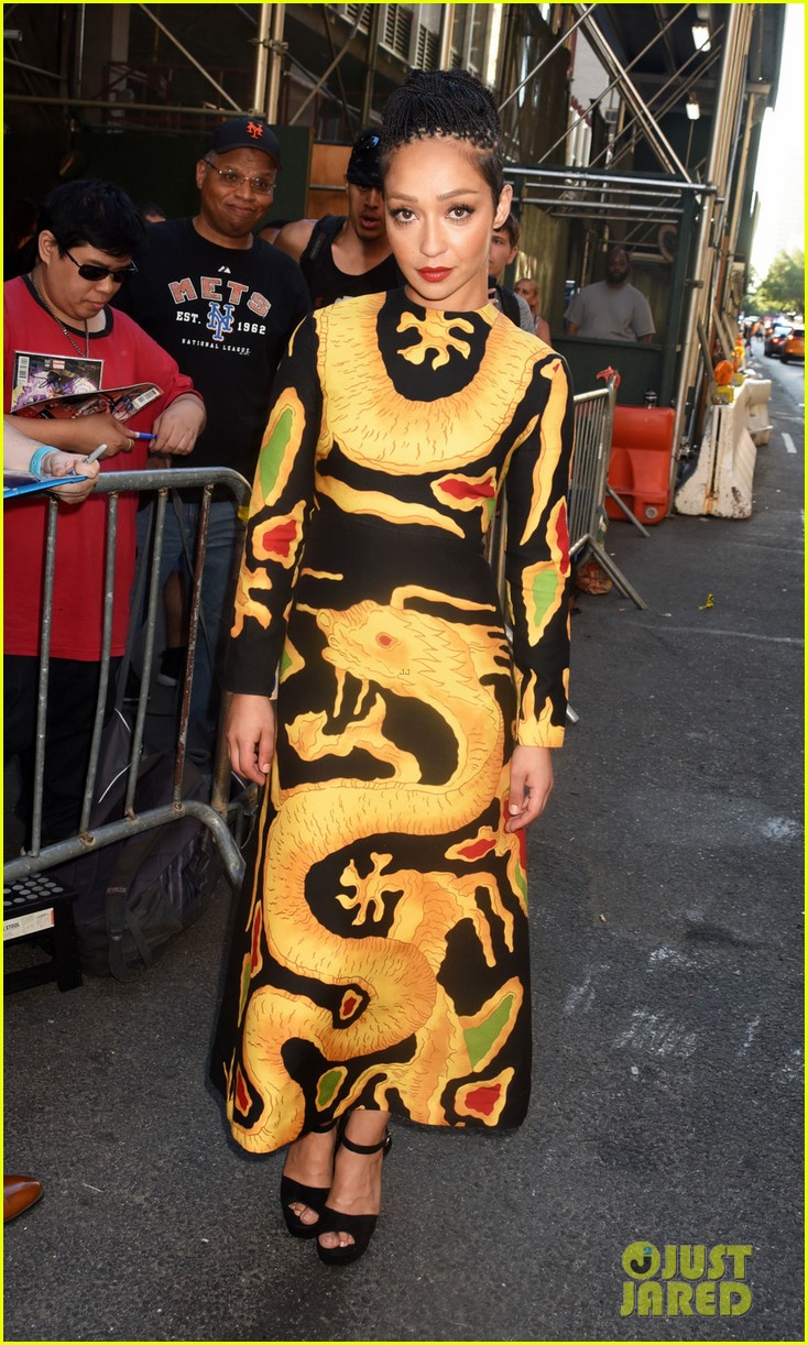 Ruth Negga Wears a Gold Dragon Dress for 'Colbert' Interview: Photo ...