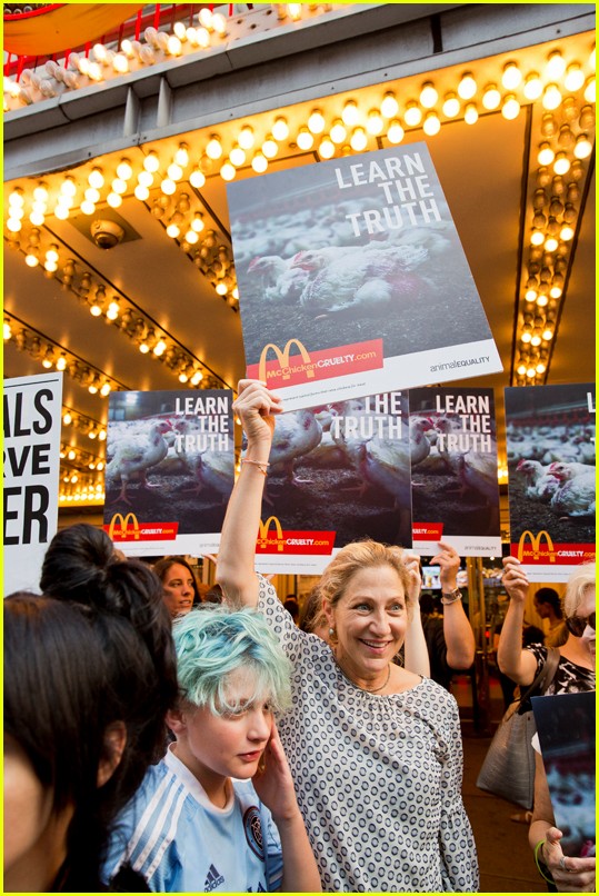 Edie Falco & Son Anderson Protest McDonald's in Times Square: Photo ...
