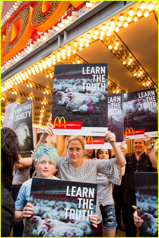 Edie Falco & Son Anderson Protest McDonald's in Times Square: Photo ...