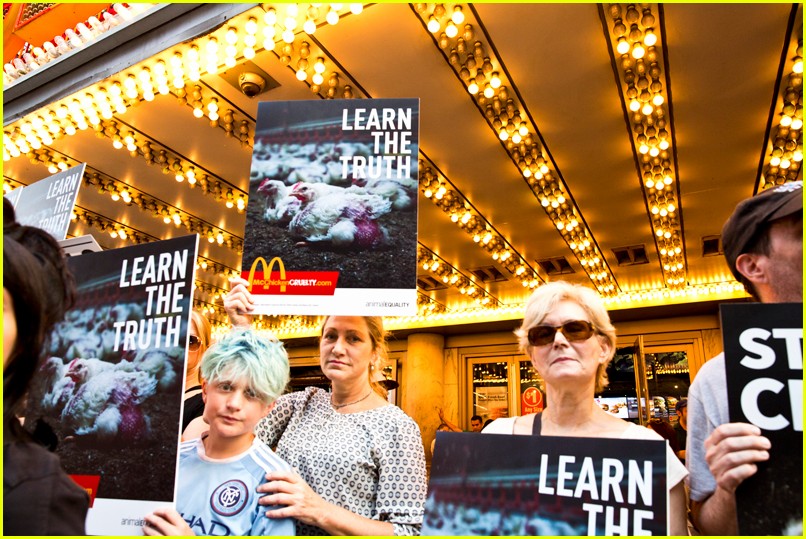 Edie Falco & Son Anderson Protest McDonald's in Times Square: Photo ...