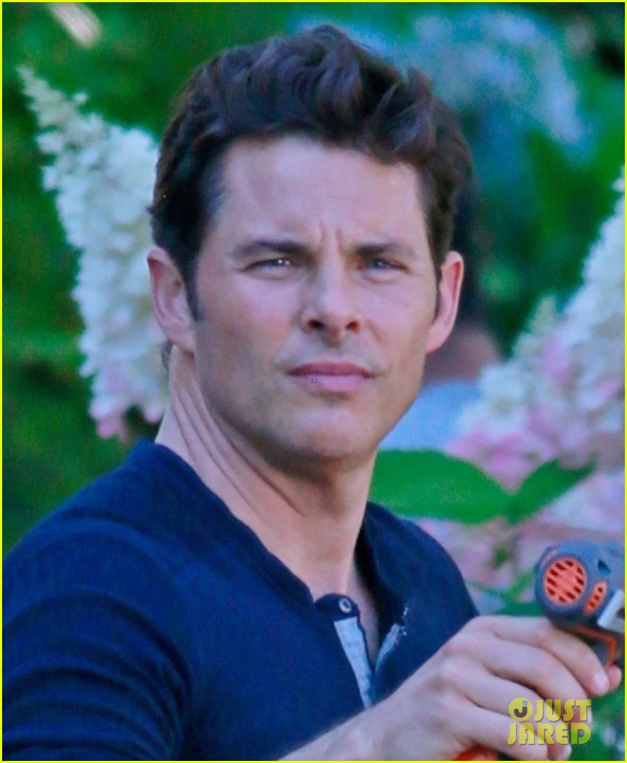 James Marsden Cools Off On Set with a Handheld Fan: Photo 4156898 ...