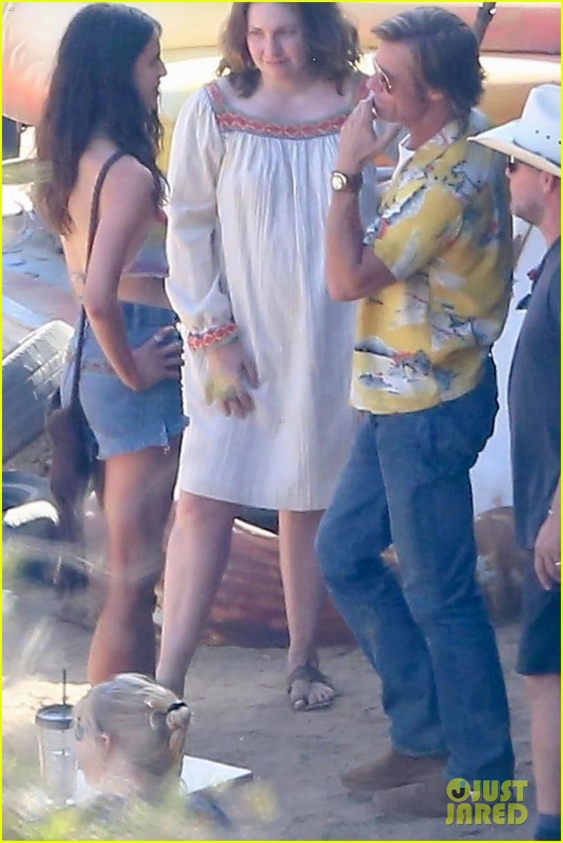 Brad Pitt Hangs Out on Set with Lena Dunham & Margaret Qualley: Photo 4157975 | Brad Pitt ...