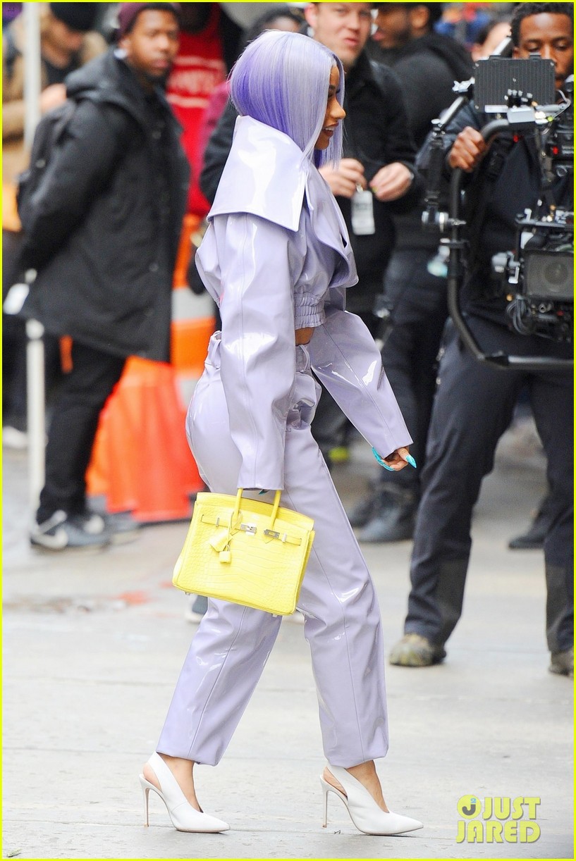 Cardi B Looks Pretty in Purple While Stepping Out in New York City ...