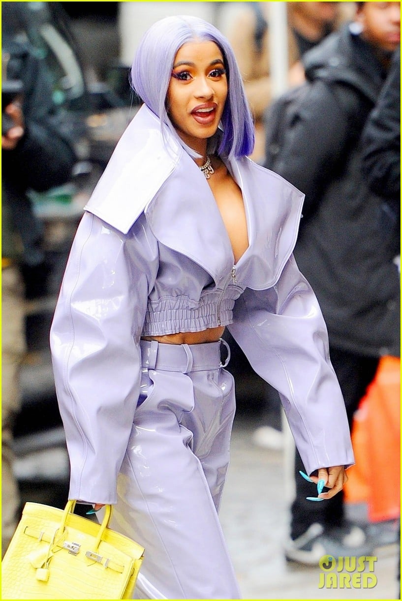 Cardi B Looks Pretty in Purple While Stepping Out in New York City ...