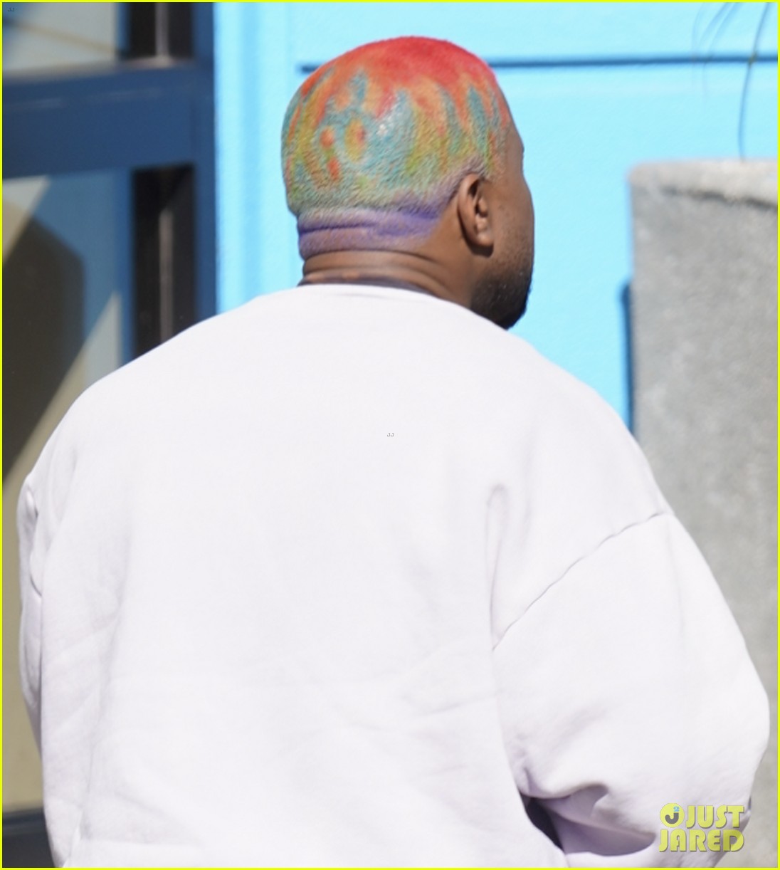 Kanye West Shows Off His Rainbow Hair While Taking Care of Business ...