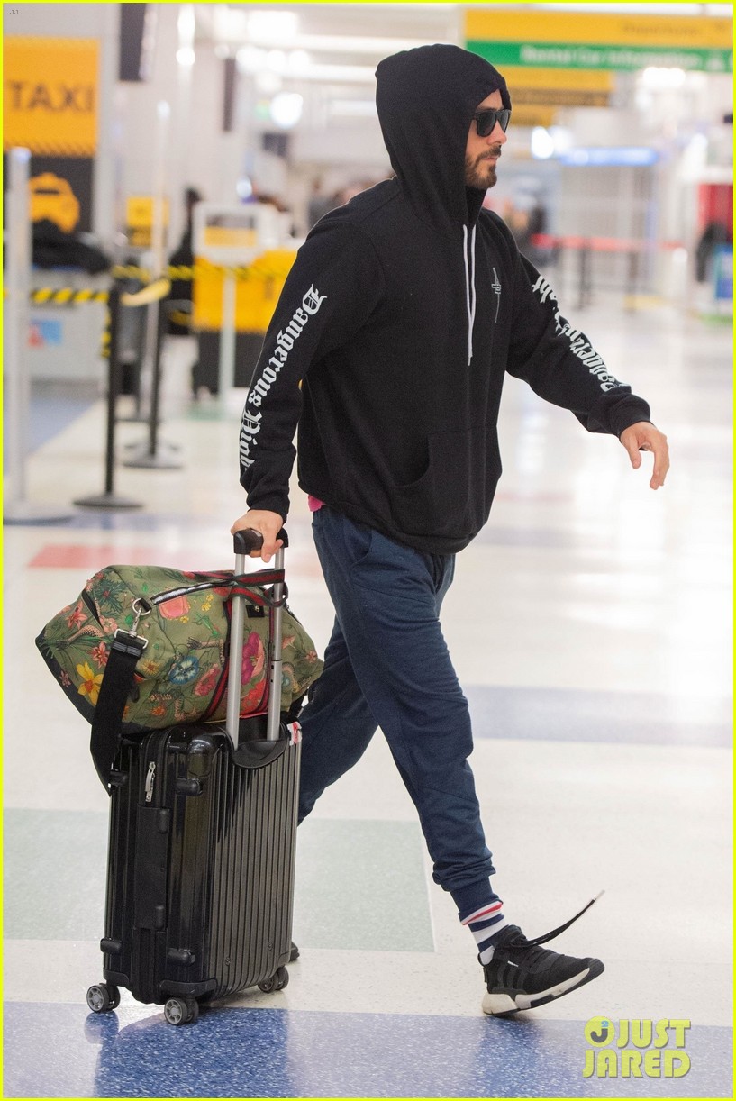 Jared Leto Rocks Thirty Seconds To Mars Merch While Arriving in NYC ...