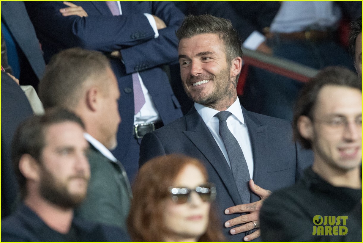 David Beckham Greets Former French President at Soccer Game in Paris ...