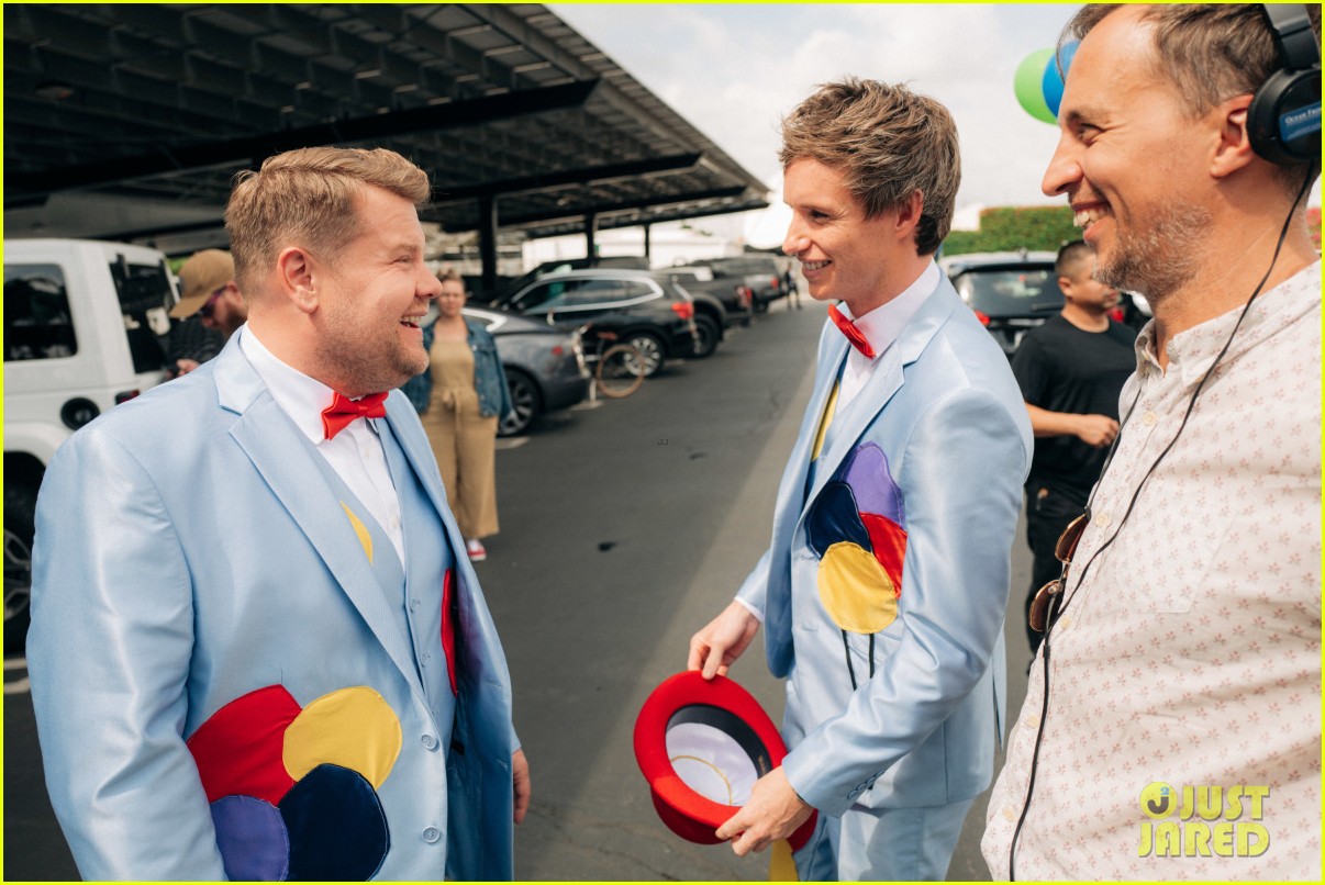 Eddie Redmayne & James Corden Spread Some Joy With Surprise Balloon ...