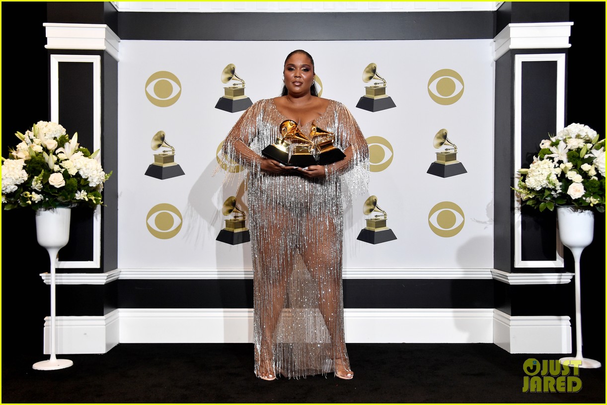 Lizzo Dazzles in Silver While Posing with Her Grammy Awards!: Photo ...
