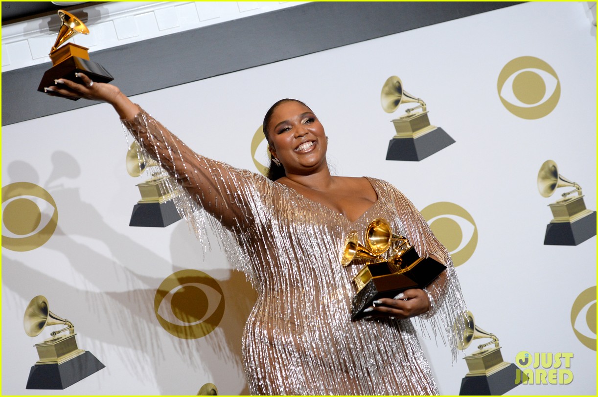 Lizzo Dazzles in Silver While Posing with Her Grammy Awards!: Photo ...