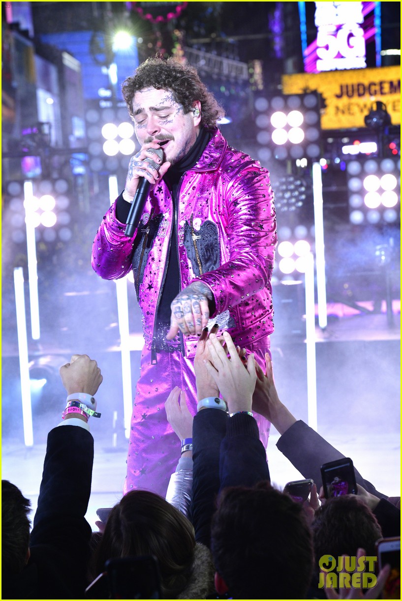 Photo: post malone hugs bts pink suit ball drop 08 | Photo 4407807 ...