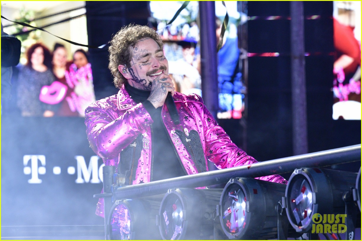 Photo: post malone hugs bts pink suit ball drop 10 | Photo 4407809 ...