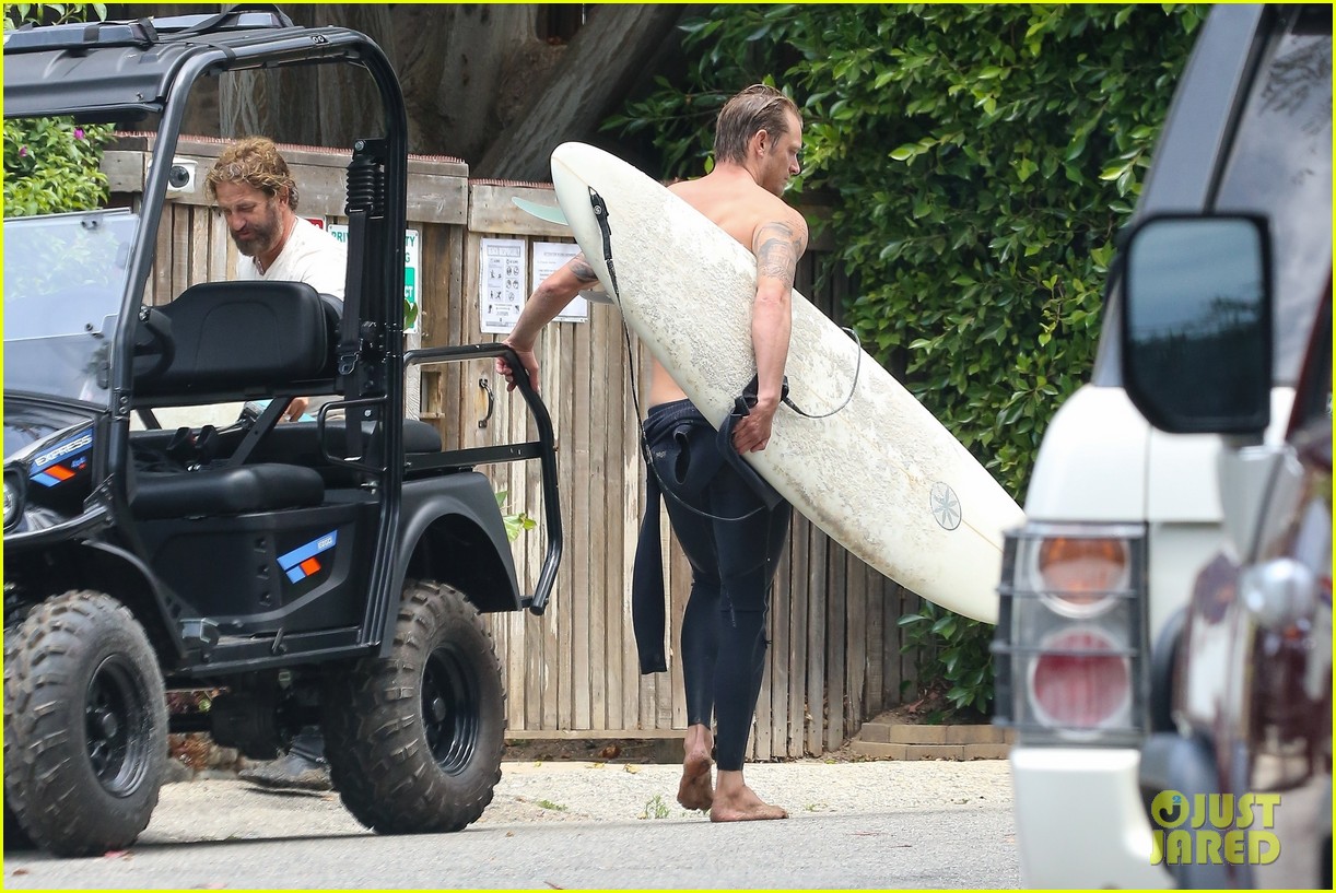 Gerard Butler Hits the Beach with Joel Kinnaman Again for Another Surf ...