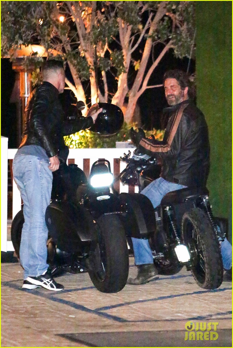 Gerard Butler Rides His Motorcycle To Dinner With A Friend: Photo ...