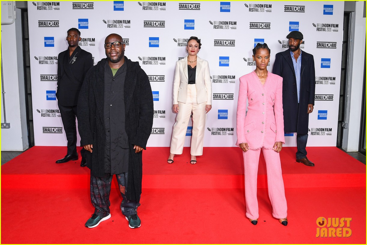 Letitia Wright Wears A Pink Pantsuit For 'Mangrove' Premiere in London ...