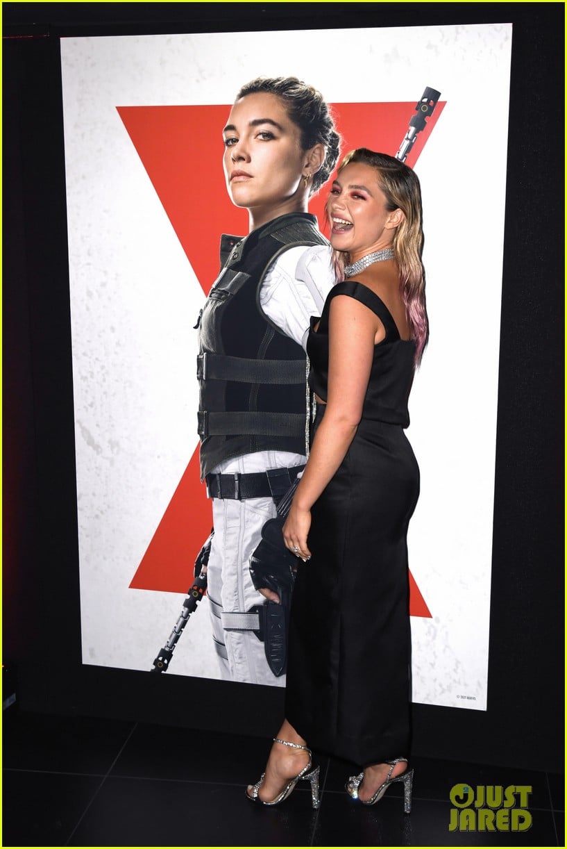 Florence Pugh Picks Her Poster's Nose at 'Black Widow' Premiere in ...
