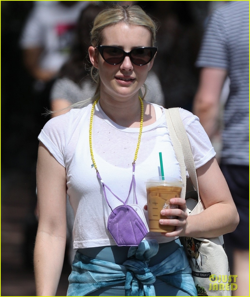 Emma Roberts Rocks Biker Shorts for Coffee Run in Boston: Photo 4567133 ...