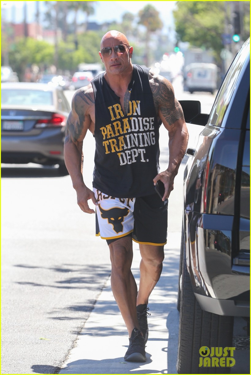 Dwayne Johnson Puts His Arm Tattoos On Display While Heading To A ...