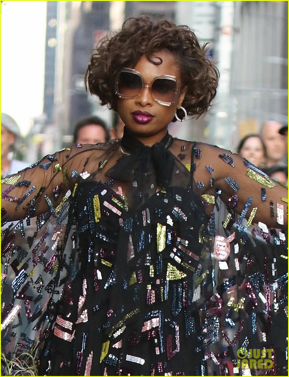 Jennifer Hudson Stuns in a Feather Dress at 'Colbert' Studio in NYC ...