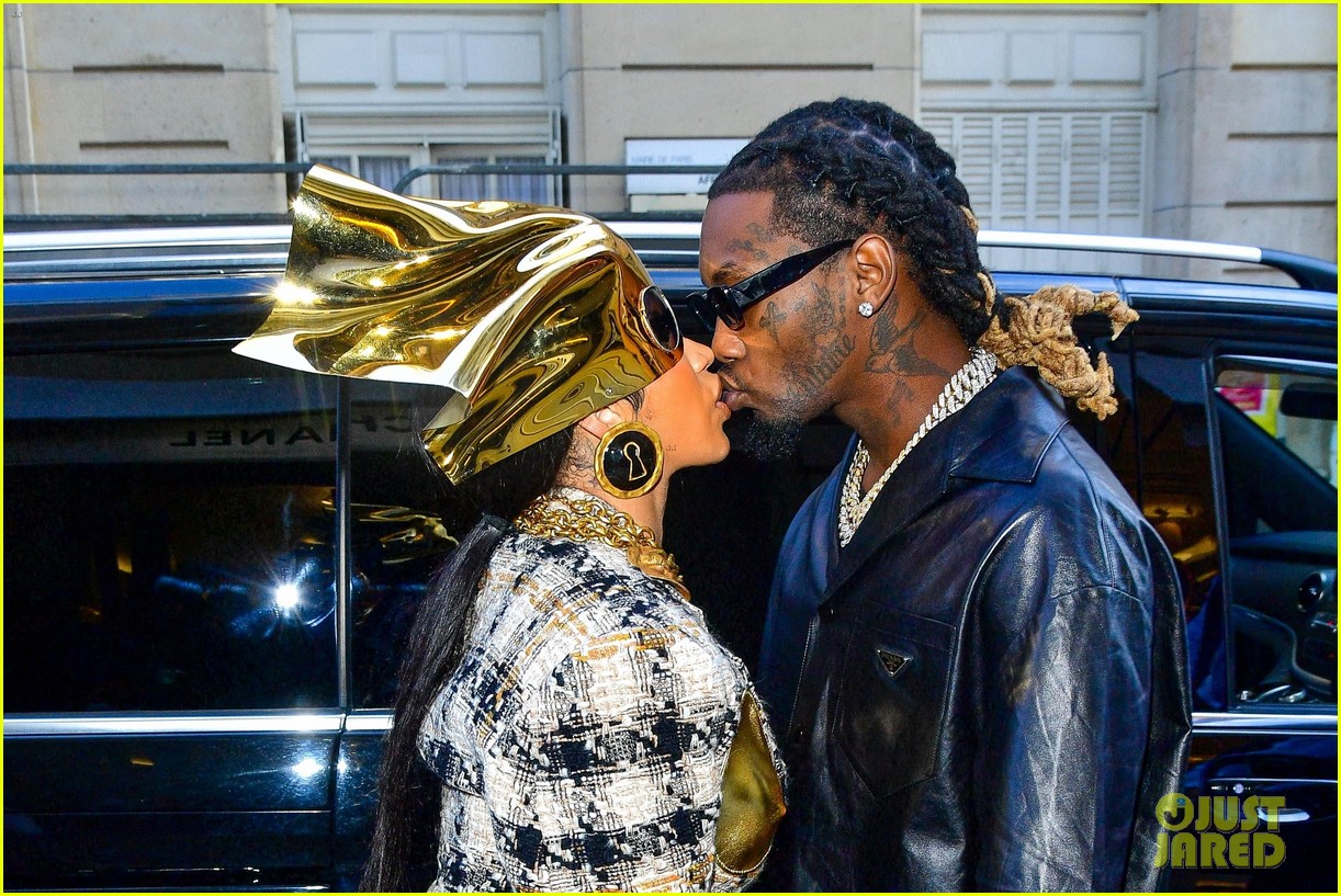 Cardi B Makes Bold Statement in Golden Schiaparelli Headpiece in Paris ...