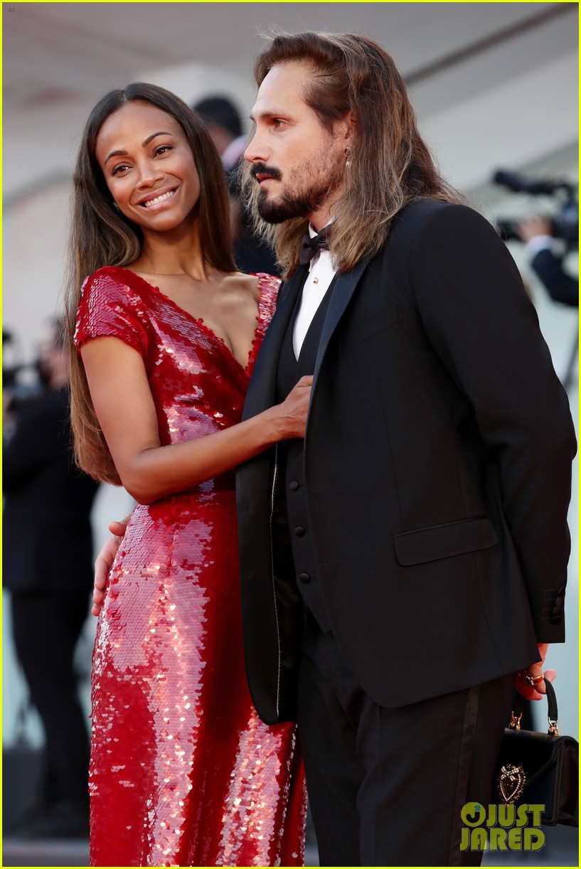Zoe Saldana Shines in Red at Venice Film Festival Premiere with Husband ...