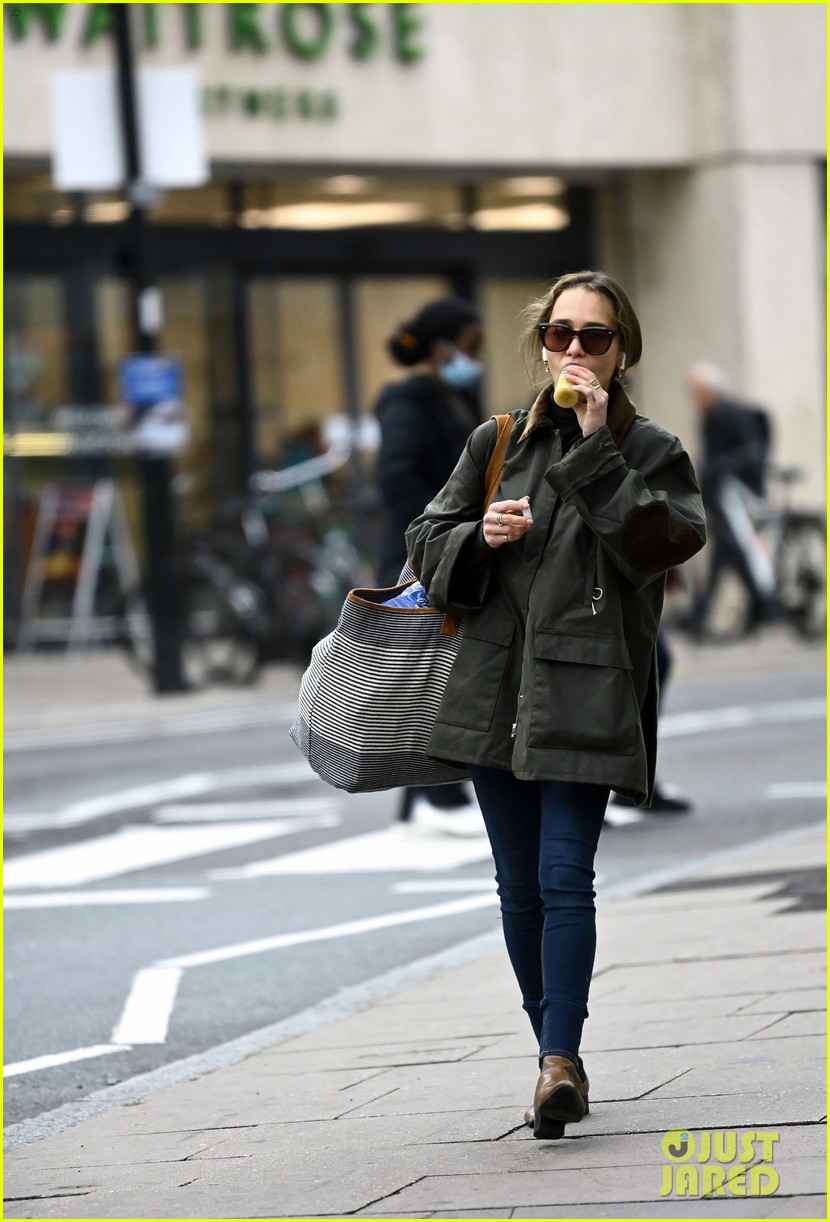 Emilia Clarke Does a Wellness Shot During a Day of Shopping in East ...
