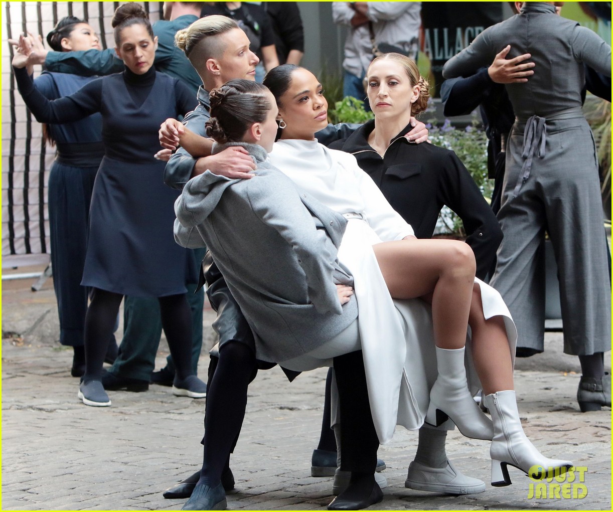 Tessa Thompson Sits On A Human Chair While Filming 'Westworld' in NYC ...