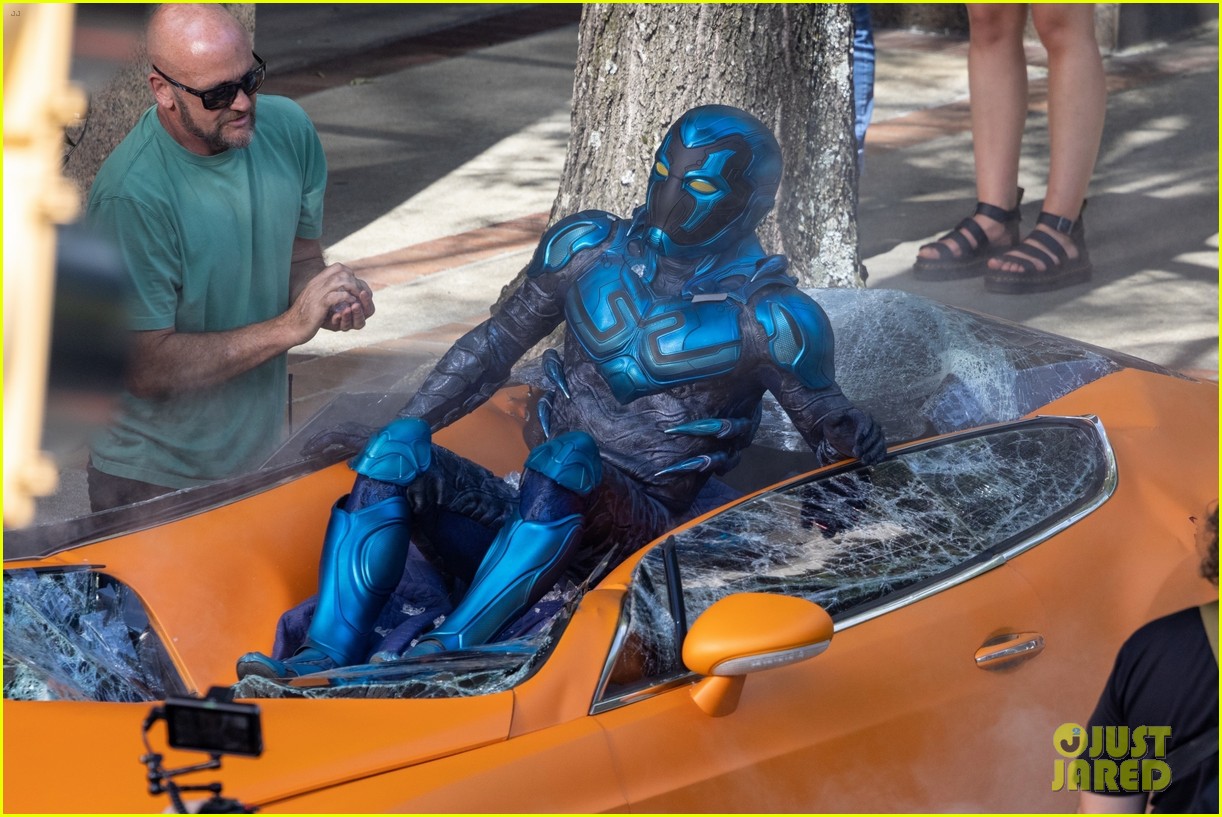 Xolo Maridueña Seen On 'Blue Beetle' Set For First Time In Full Costume!: Photo 4764607 | Photos ...