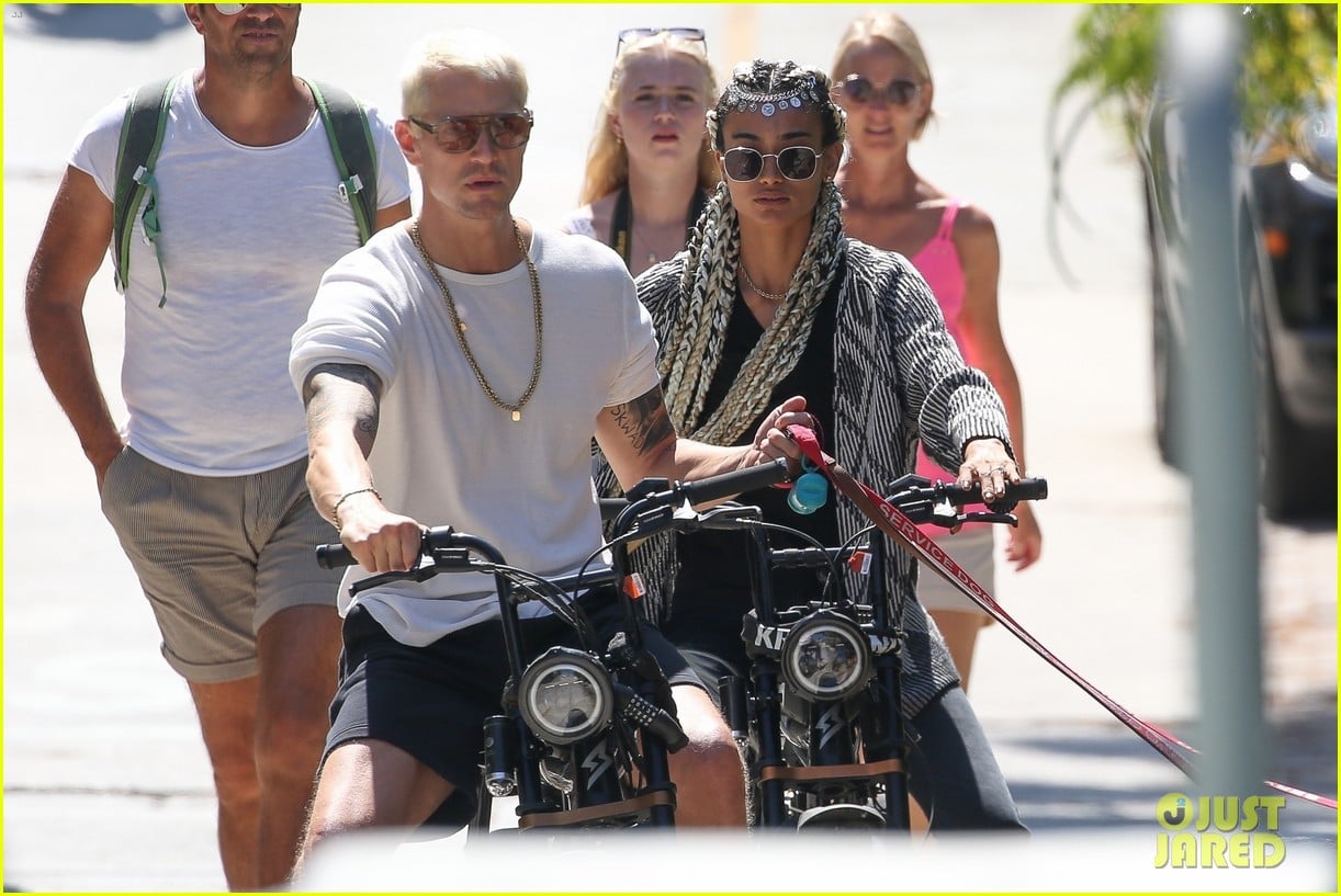 Joel Kinnaman & Fiancee Kelly Gale Go For a Ride on Their Electric ...