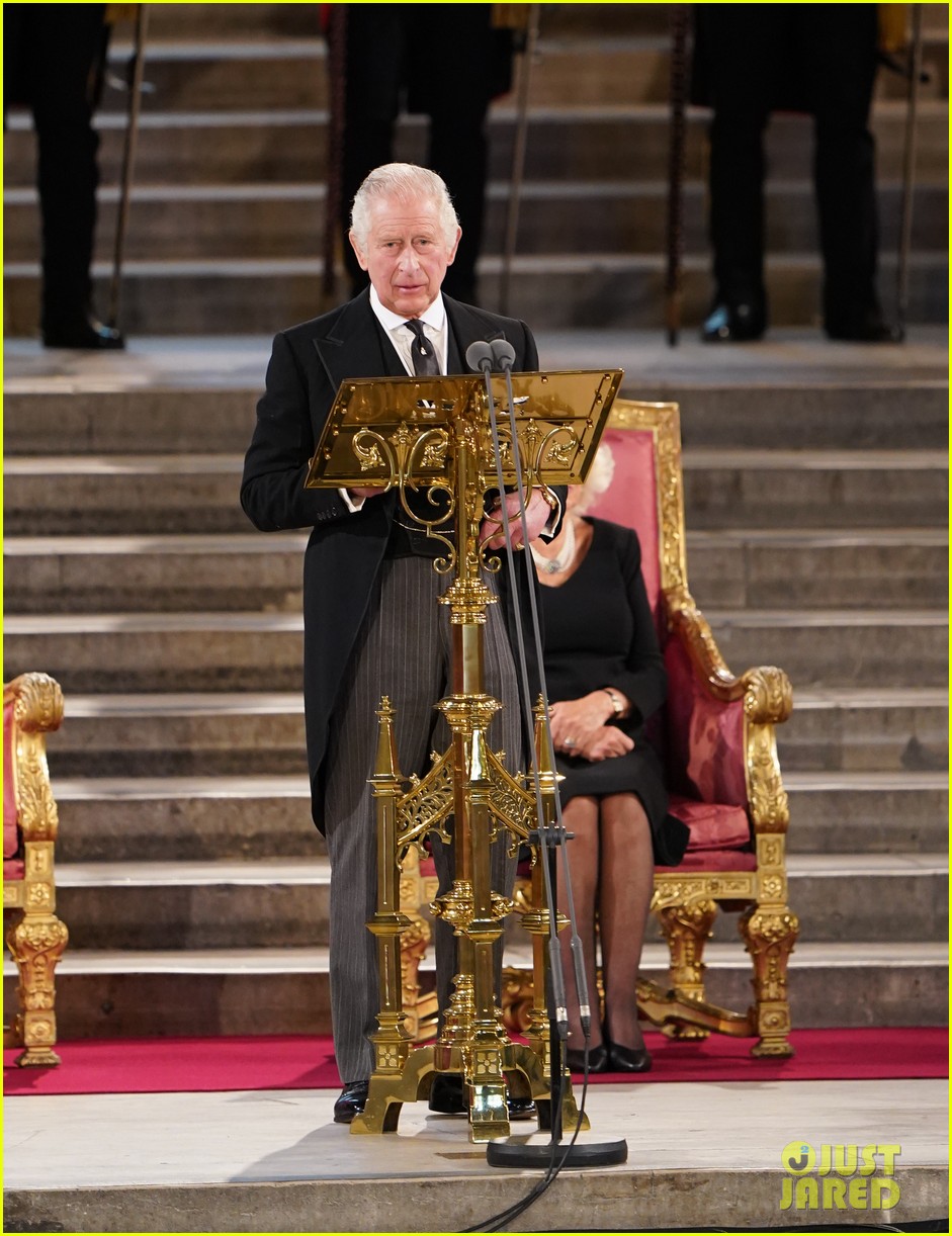 King Charles & Camilla, Queen Consort Sit on Thrones for First Time After Queen's Death, Address ...