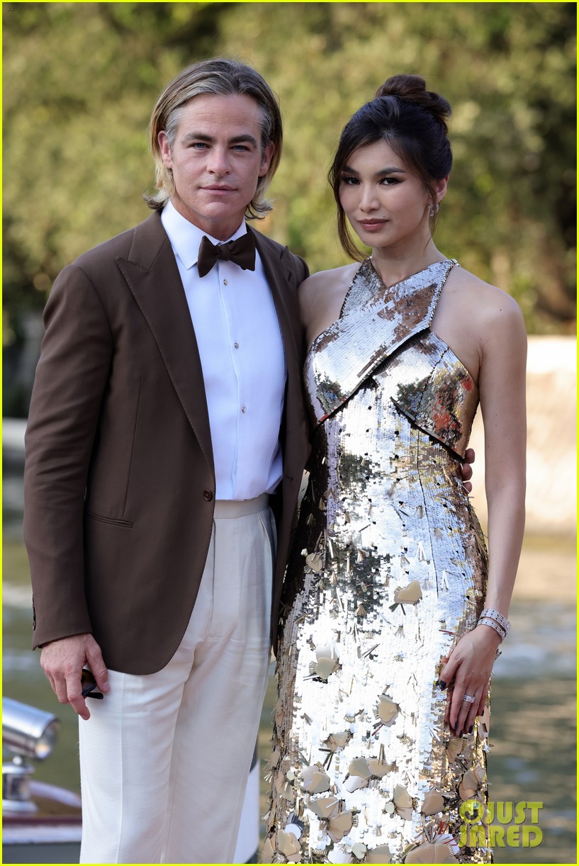 Gemma Chan Quickly Fixes Chris Pine's Outfit Before The 'Don't Worry ...