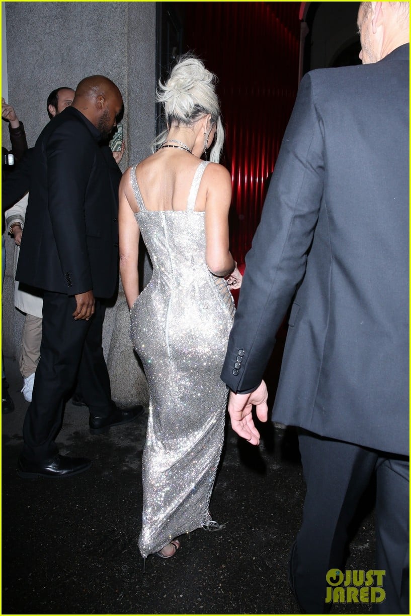 Kim Kardashian Shimmers in Silver Dress at D&G After Party with Khloe ...