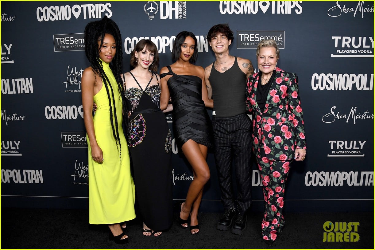 Laura Harrier Stuns in Classic Black Dress at 'Cosmopolitan' Cover ...