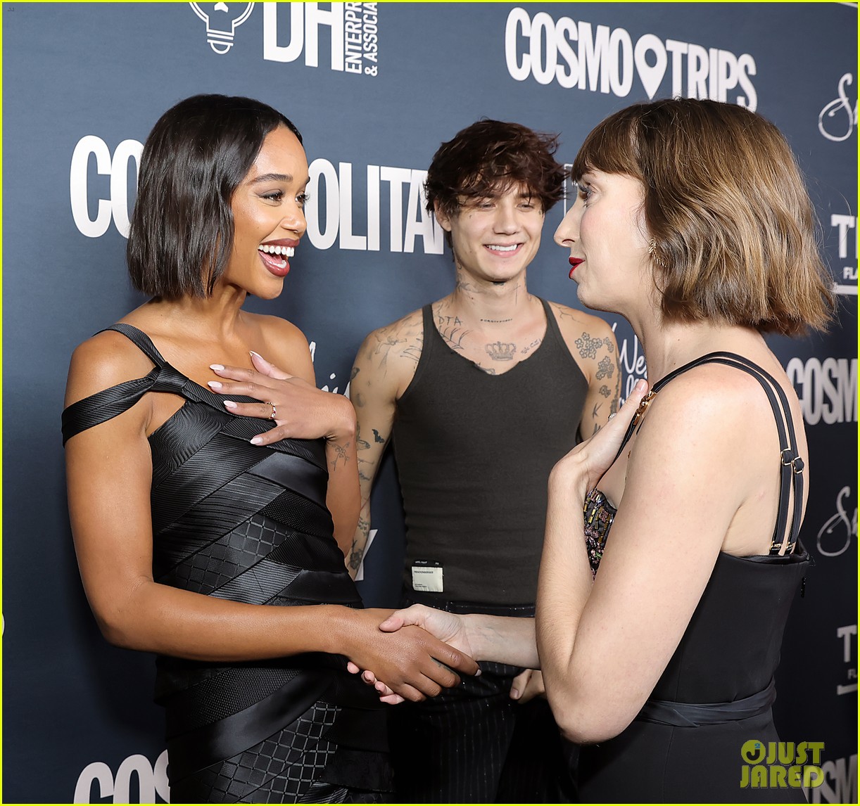 Laura Harrier Stuns in Classic Black Dress at 'Cosmopolitan' Cover ...