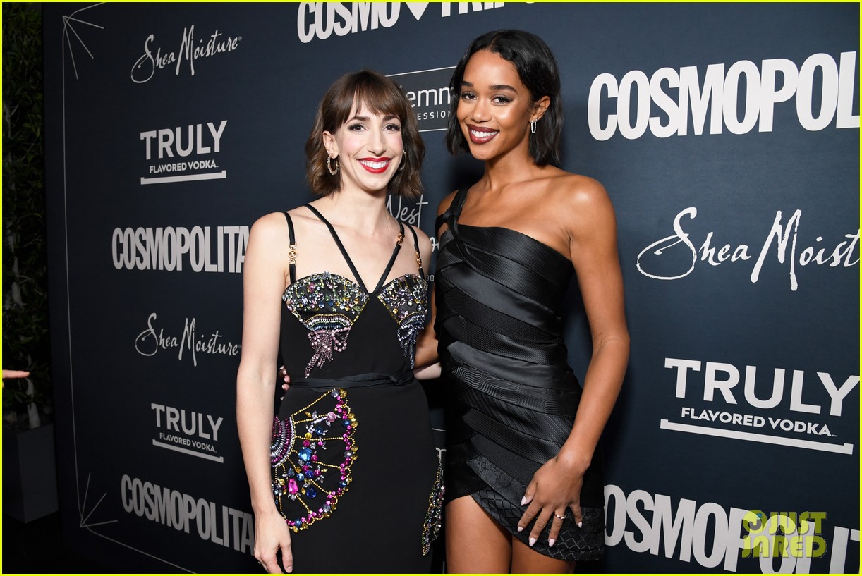 Laura Harrier Stuns in Classic Black Dress at 'Cosmopolitan' Cover ...