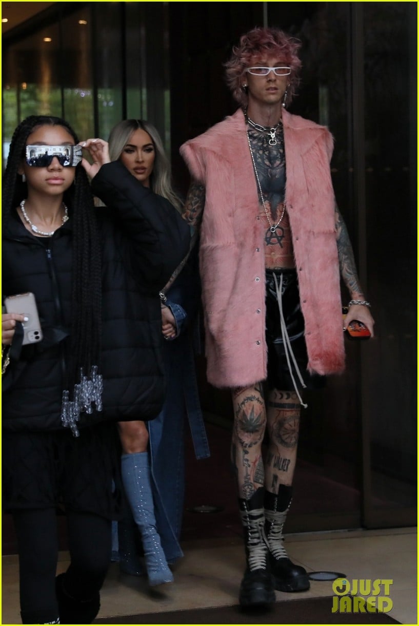 Megan Fox Channels Britney Spears in Denim Dress While Out With Machine ...