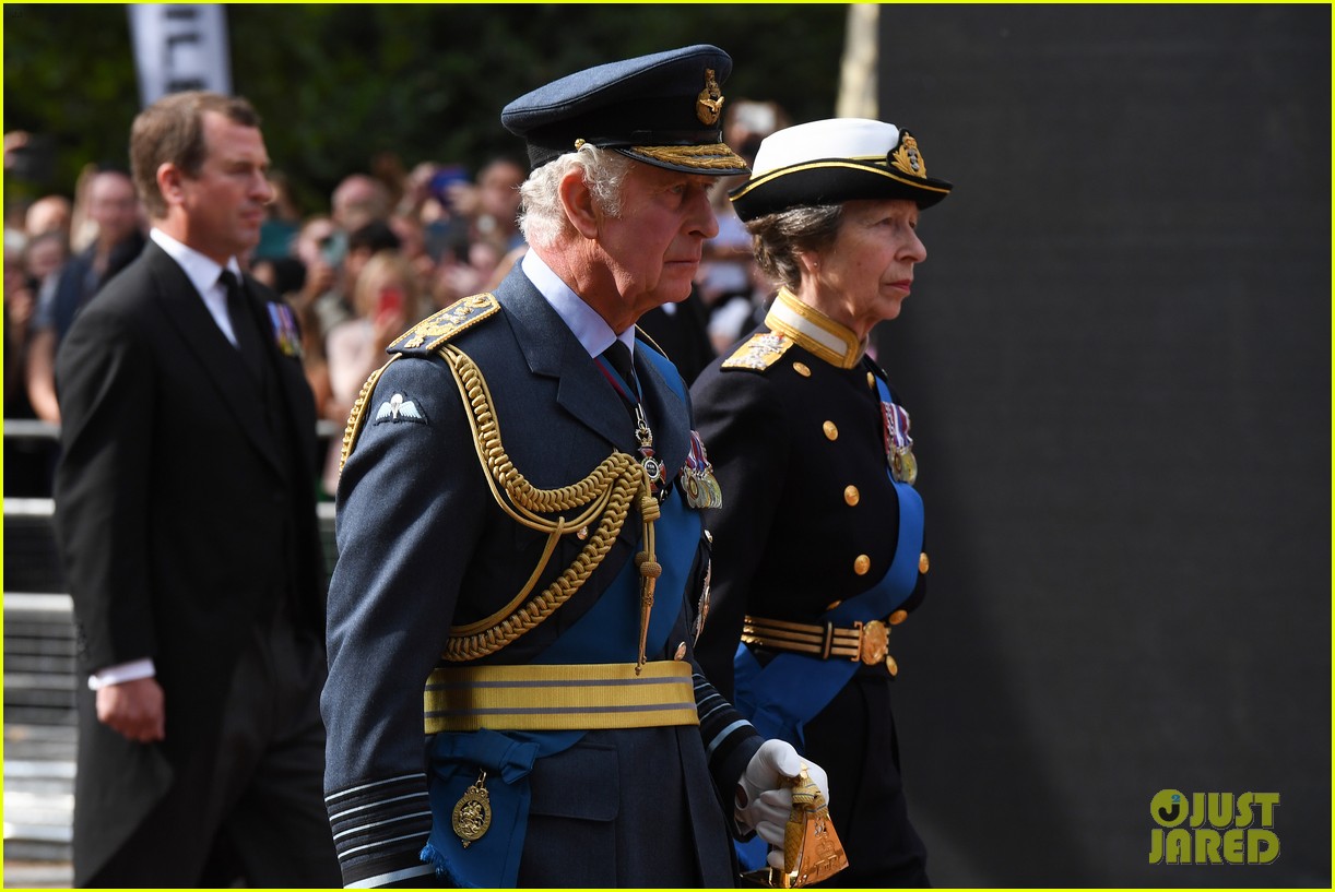 Prince William & Prince Harry Walk Side-By-Side During Procession of Queen Elizabeth's Coffin ...