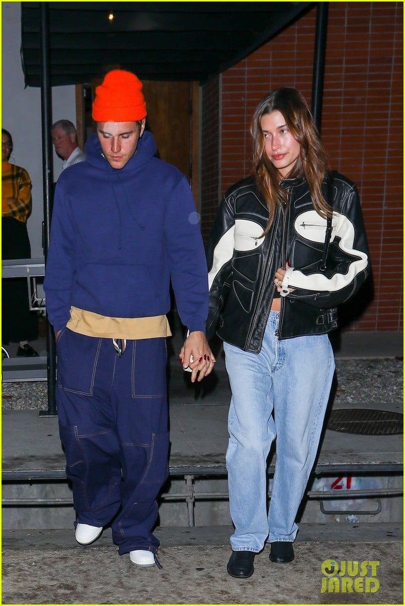 Justin & Hailey Bieber Hold Hands on Dinner Date in West Hollywood ...