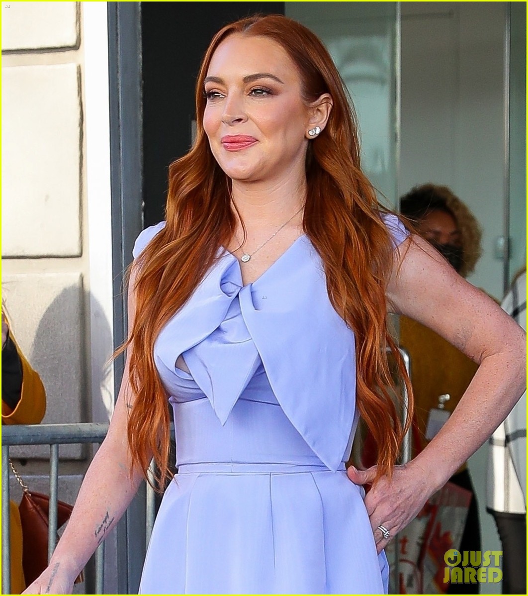 Lindsay Lohan & Little Sister Ali Go Pretty in Pastels While Leaving ...