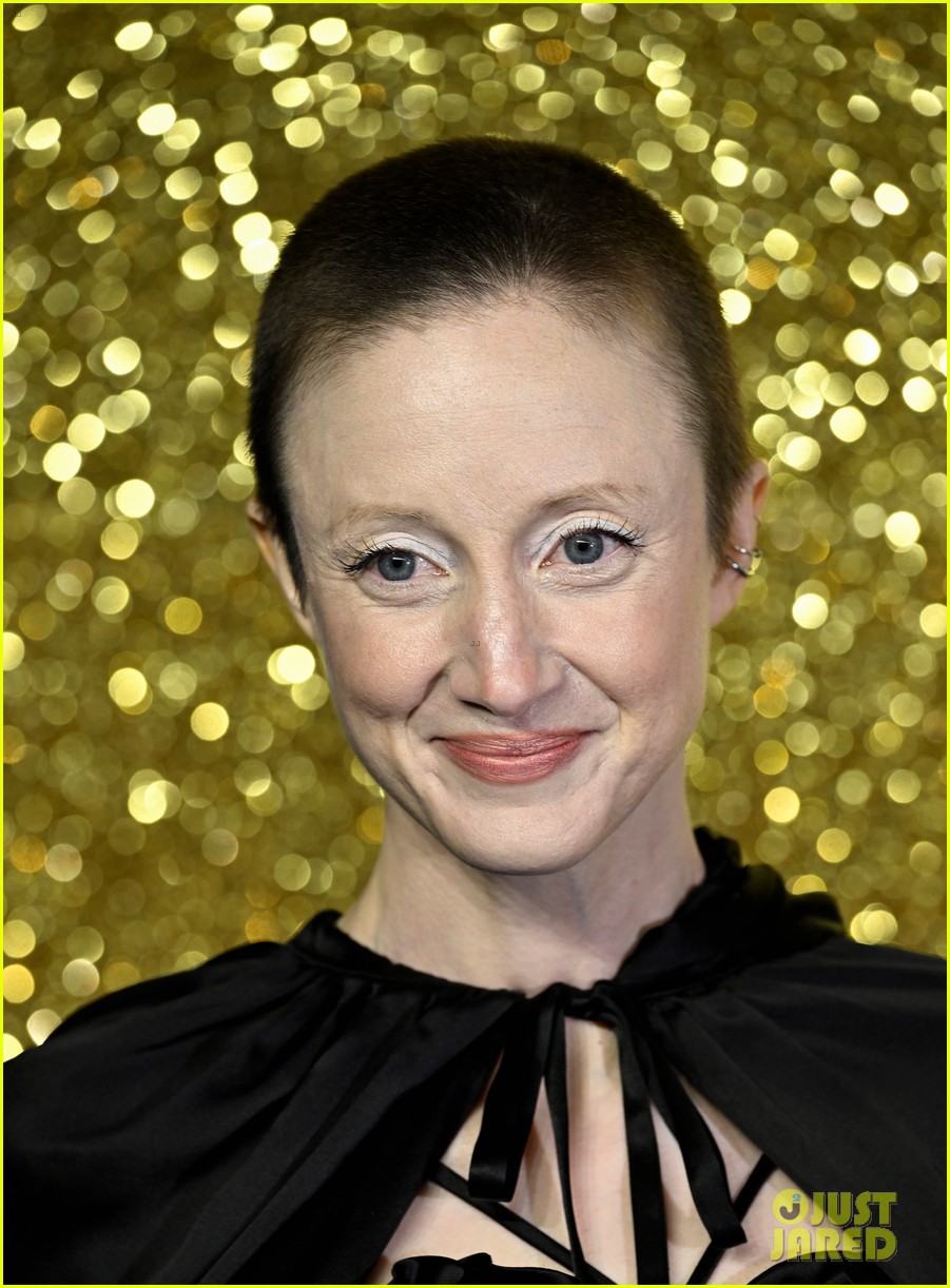 Andrea Riseborough Debuts Shaved Head at 'Matilda' Premiere, Keeps Cast ...