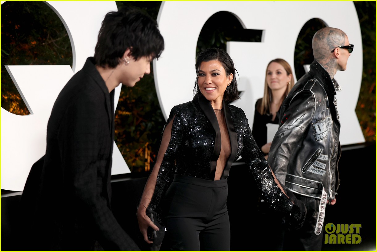 Kourtney Kardashian Joins Husband Travis Barker & His Son Landon at GQ ...