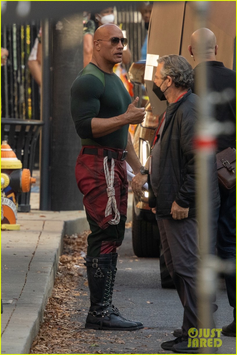 Dwayne Johnson Wears All-Leather Look While Filming 'Red One' Scenes ...