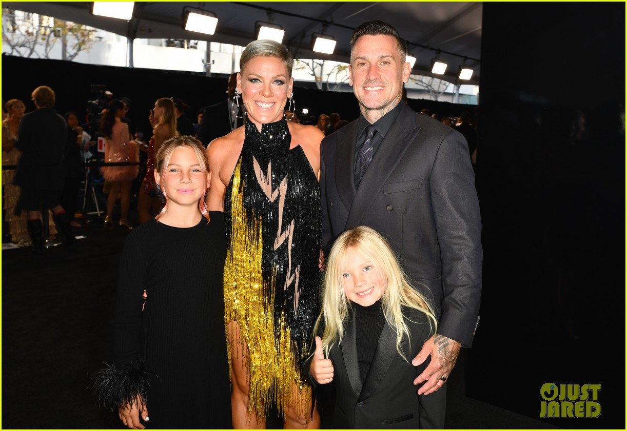 Pink Rules The Red Carpet with Husband Carey Hart & Their Two Kids at ...