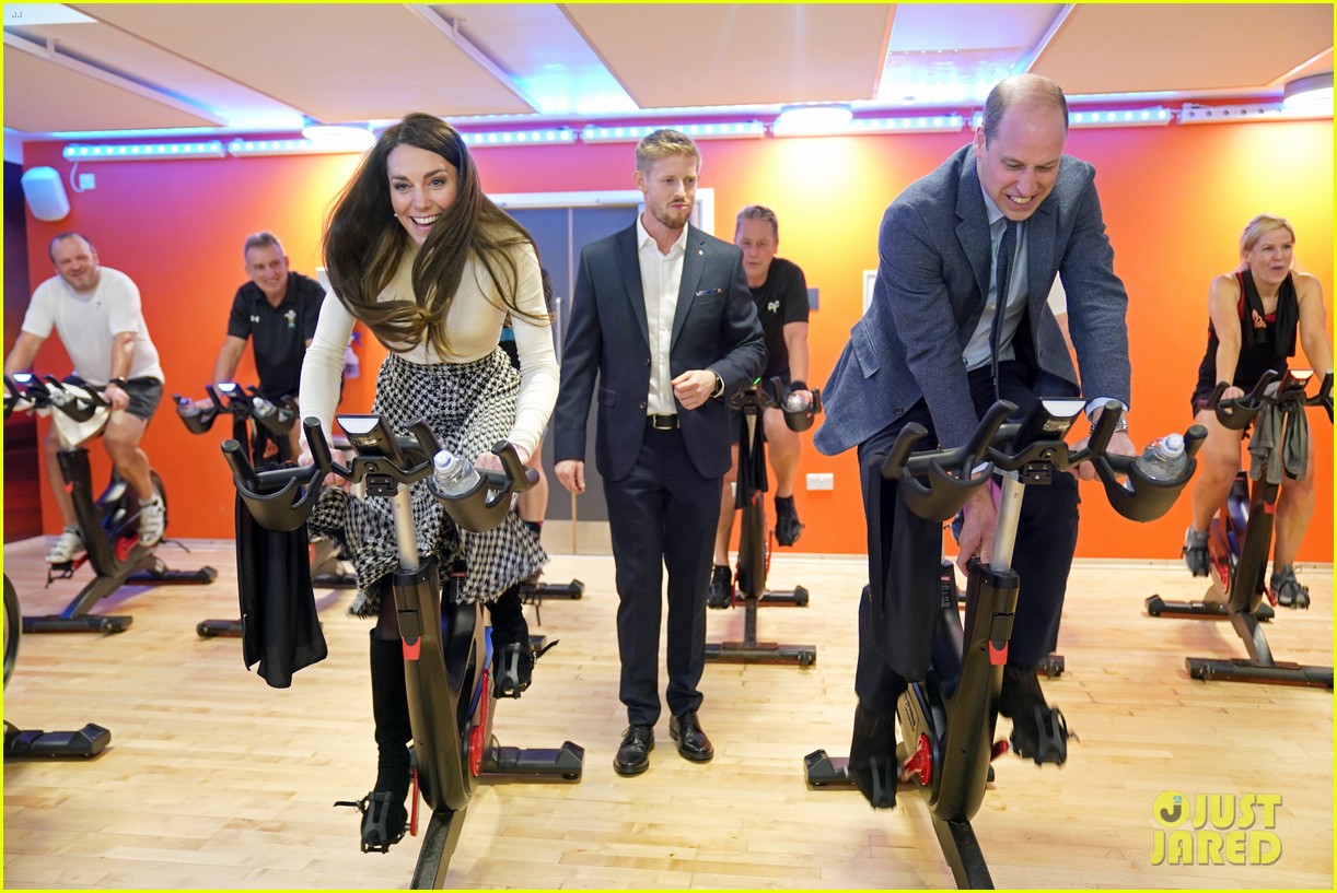Kate Middleton Wins a Spin Bike Contest While Wearing a Skirt & Heels ...