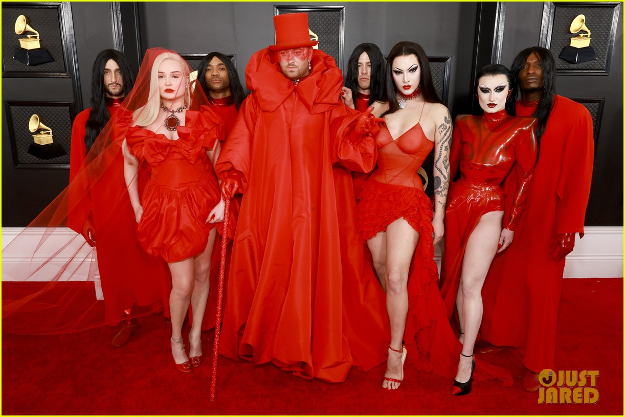 Sam Smith & Kim Petras Wear Matching Red Outfits to Grammys 2023 to Celebrate 'Unholy' Song ...