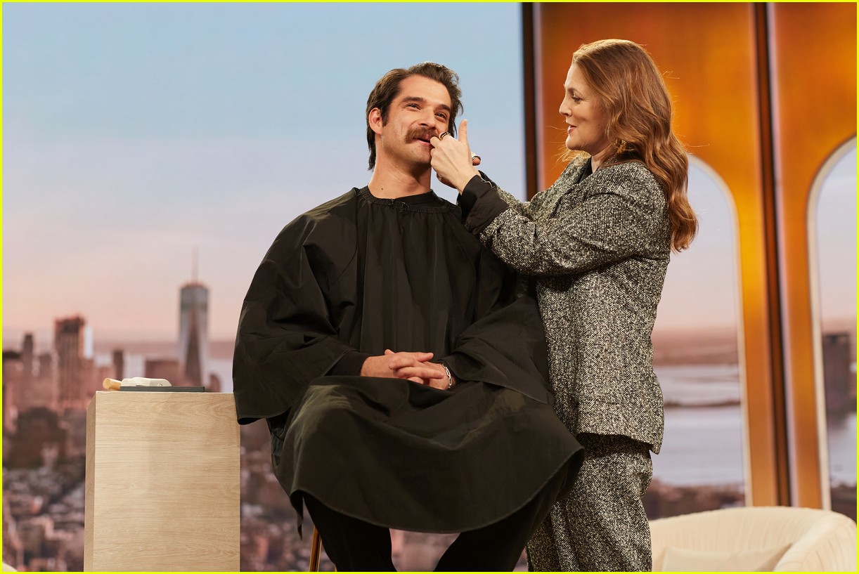 Drew Barrymore Shaves Tyler Posey's Mustache on Camera - Check Out His ...