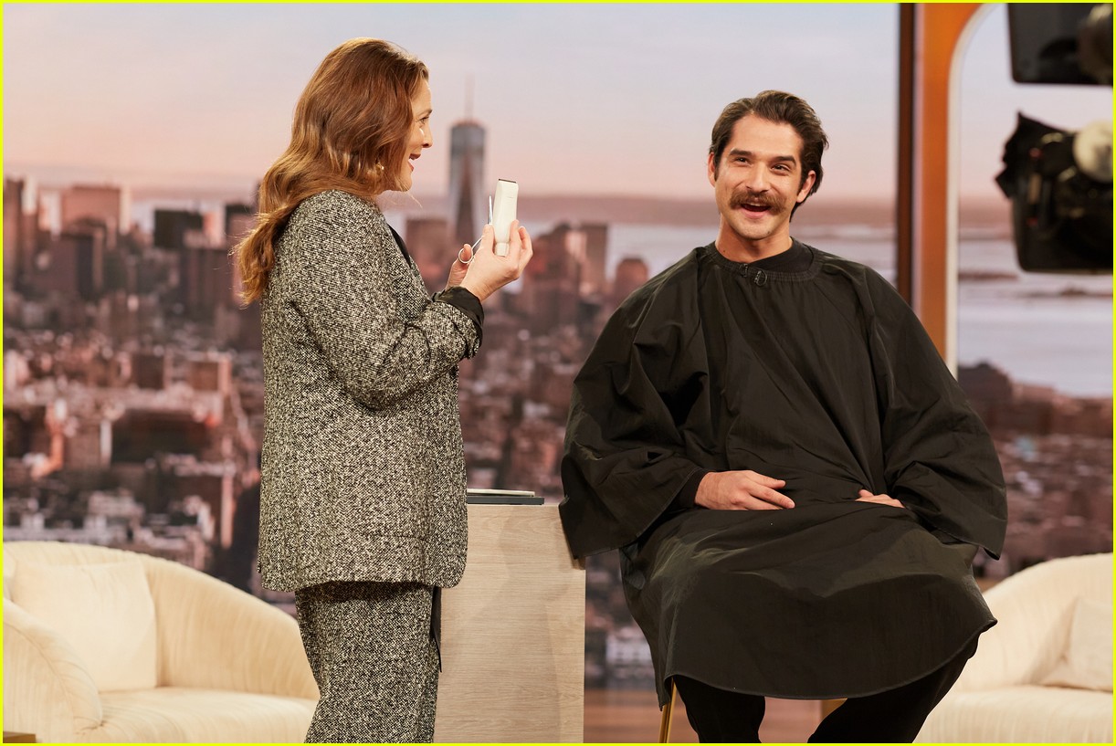 Drew Barrymore Shaves Tyler Posey's Mustache on Camera - Check Out His ...